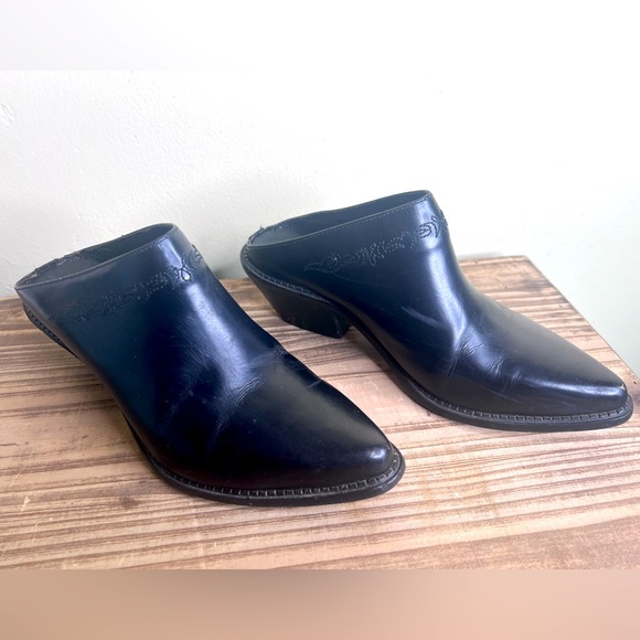 Vintage | Shoes | Vintage 9s Code West Cowboy Boots Mules Slides Black ...